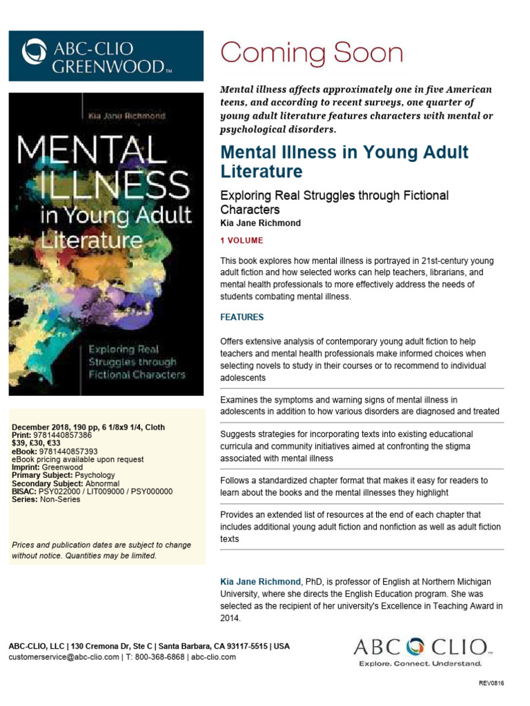 Mental Illness in YA Literature | PDF | Mental Disorder | Young Adult ...