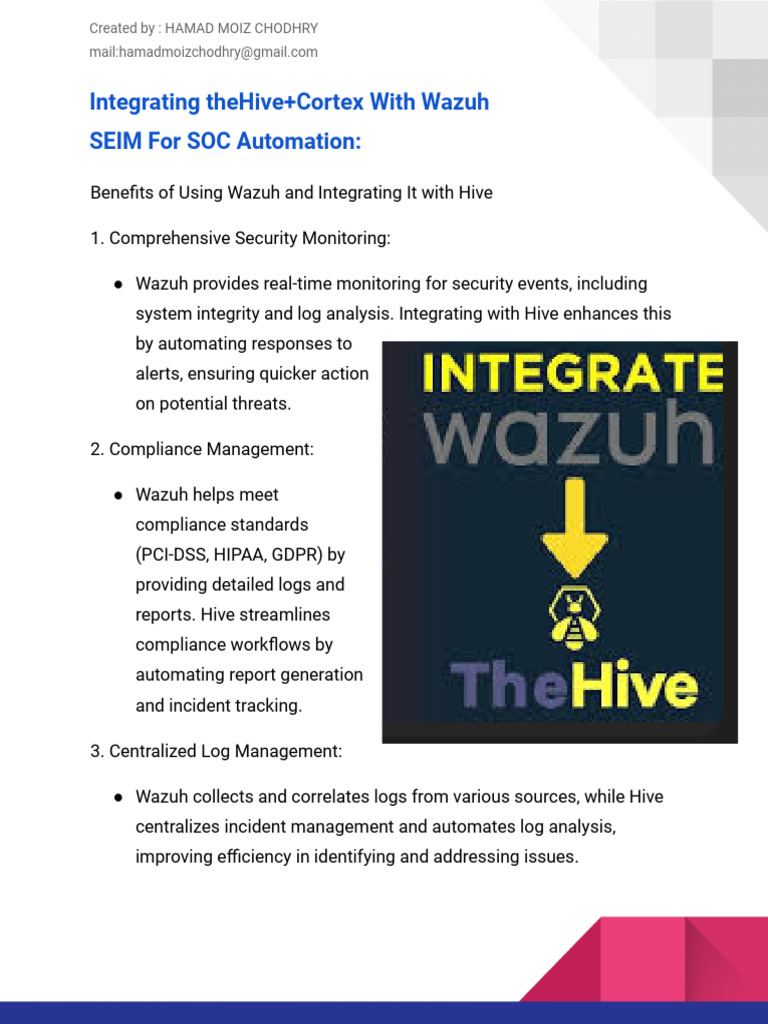Integrating Wazuh with Hive for SOC Automation | PDF | Software | Computing