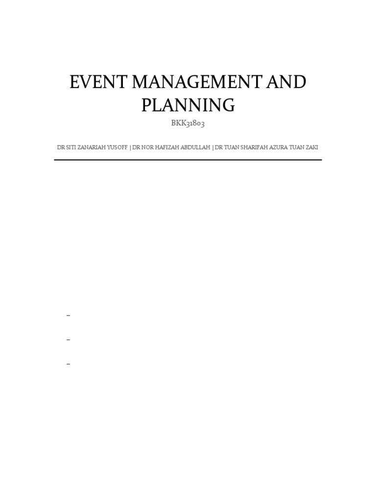 Assessments - BKK31803 - Event Management | PDF | Theory | Volunteering