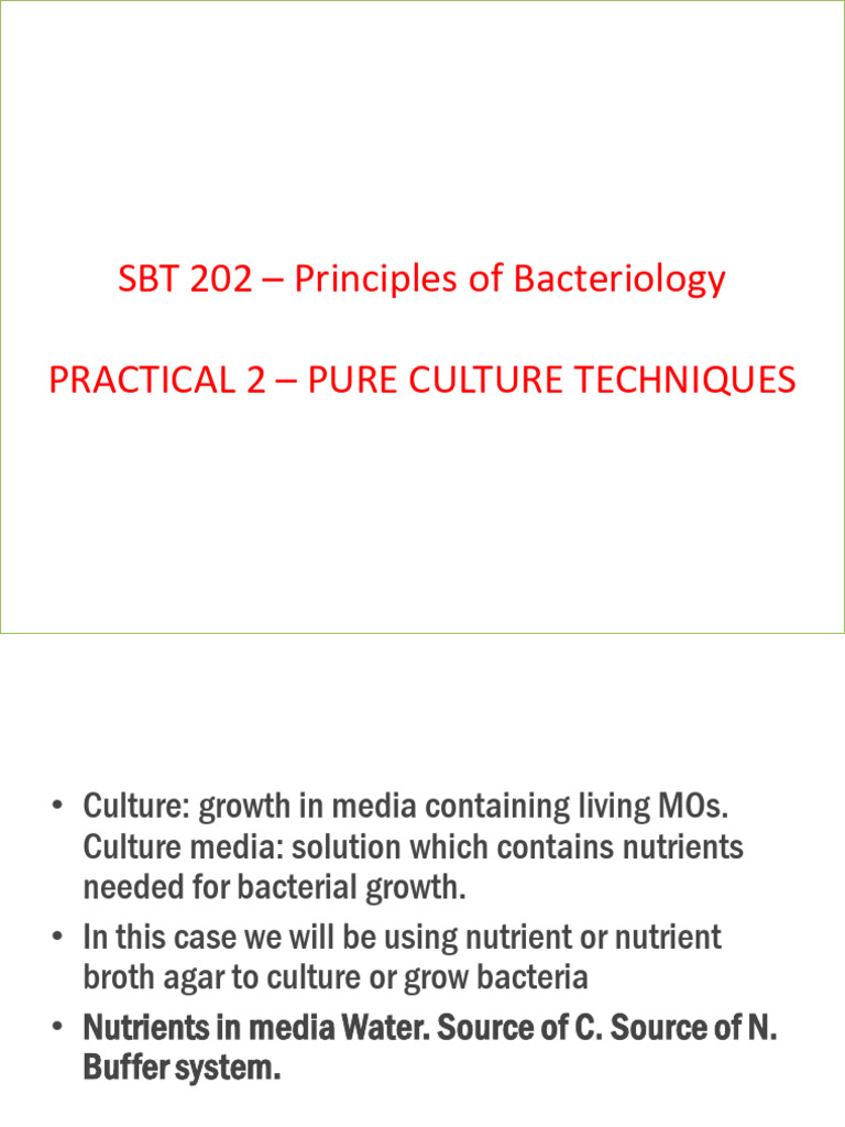 Bacteriology Lab Techniques Guide | PDF | Growth Medium | Bacteria
