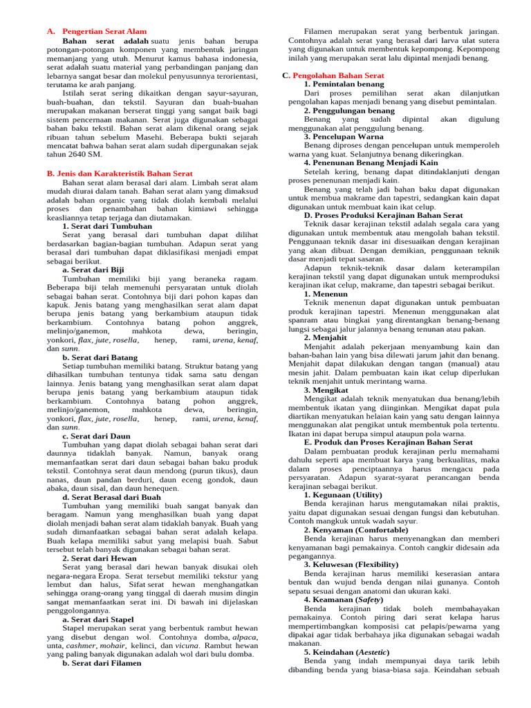 Pengertian dan Jenis Serat Alam | PDF