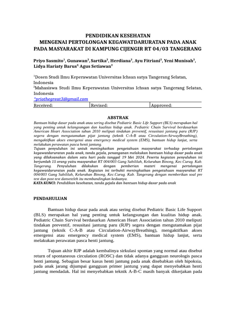 Manuscript Kelompok 1 BHD Pada Anak | PDF