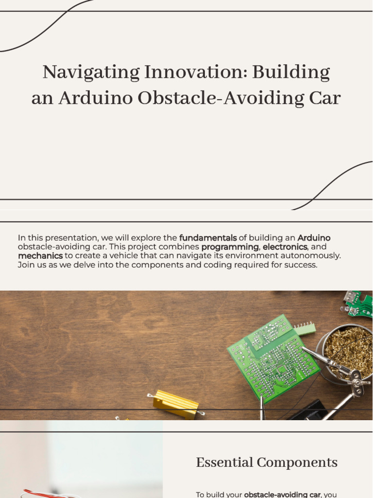 Slidesgo Navigating Innovation Building An Arduino Obstacle Avoiding Car 202411131549104qHx | PDF