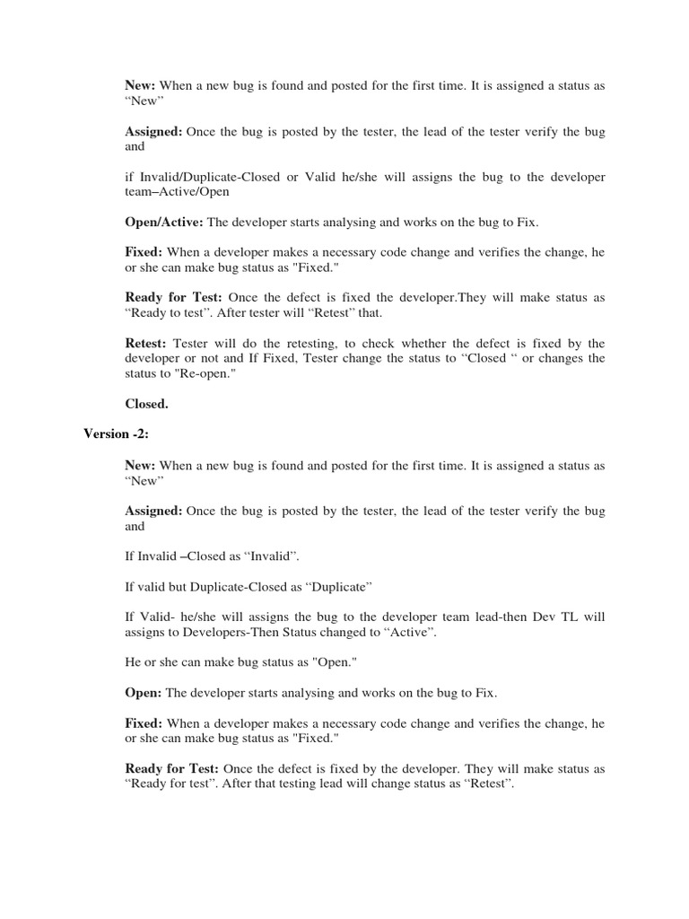Bug Tracking Workflow Guide | PDF