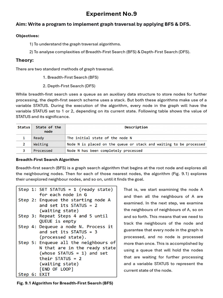 Experiment No.9-1 | PDF | Vertex (Graph Theory) | Computational Problems