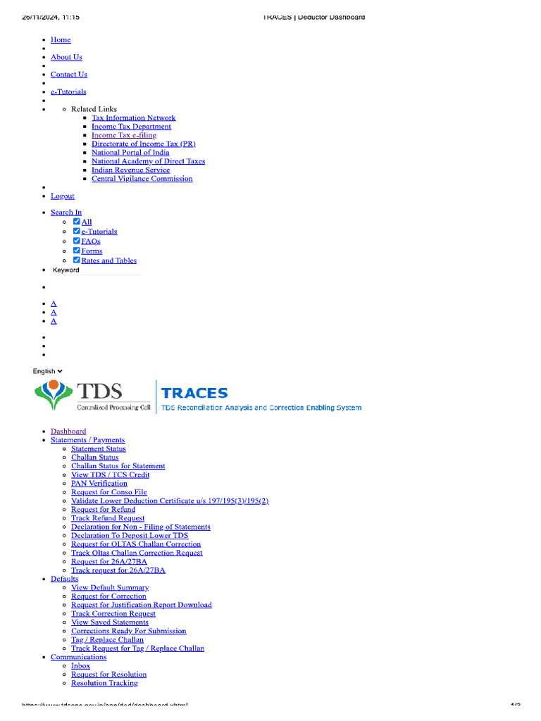 TRACES - Deductor Dashboard | PDF