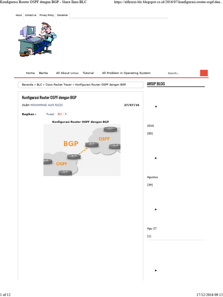 Konfigurasi Routing Ospf Dengan BGP | PDF