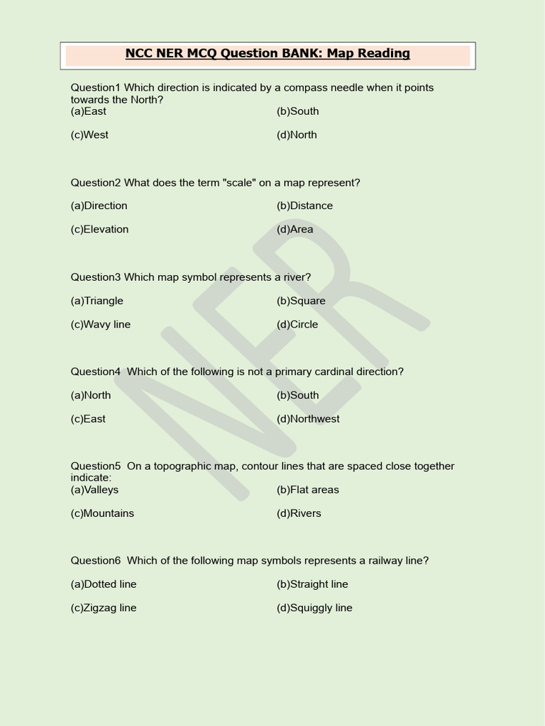 NCC Question Bank | PDF | Compass | Map