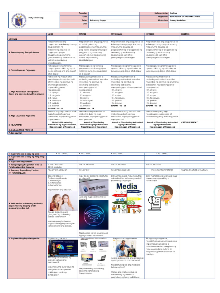 DLL Week 2-Q1 Esp 5 | PDF