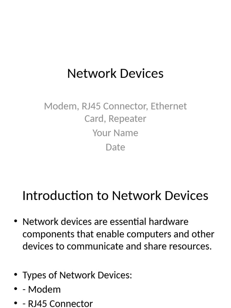 Network Devices Presentation Simple | PDF | Computer Network | Modem