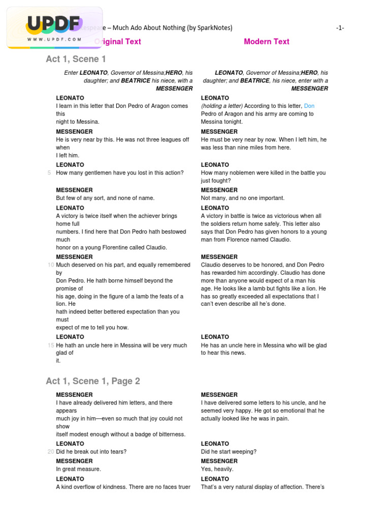 (Annotated) Much Ado About Nothing | PDF | Much Ado About Nothing | Shakespearean Comedies