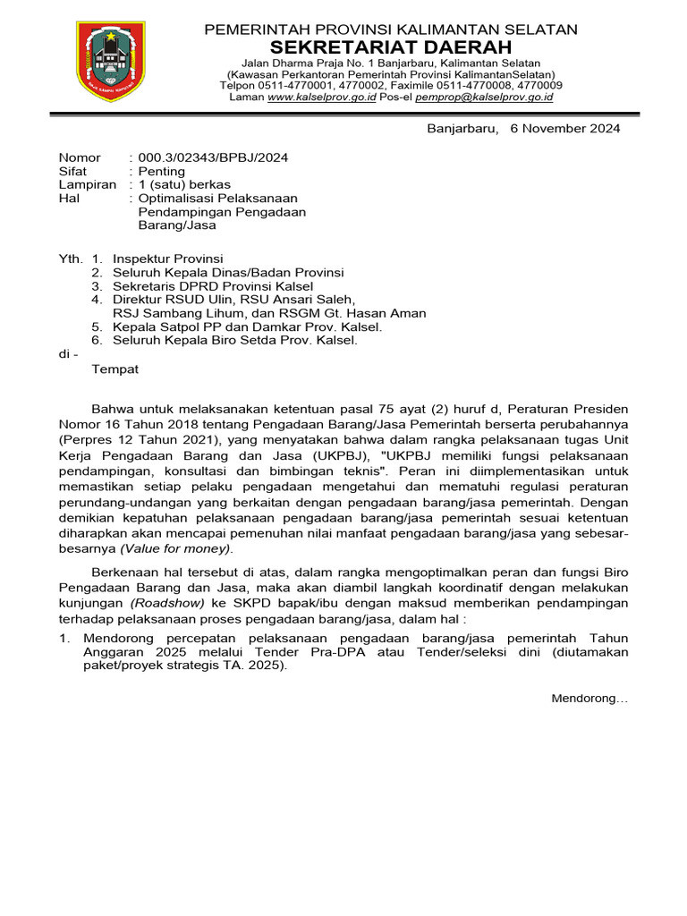 Giat Optimalisasi Pendamping PBJ 2024 | PDF