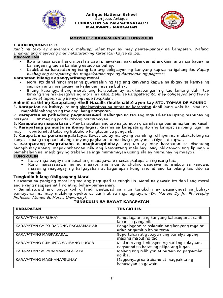 EsP9 - 2nd Quarter - LAS - SY 2024 2025 2 | PDF