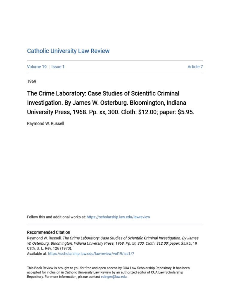 The Crime Laboratory - Case Studies of Scientific Criminal Investi ...