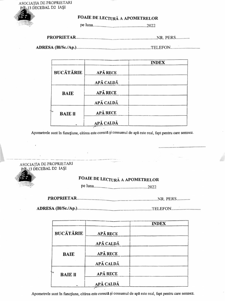 Foaie Citire Apometru | PDF