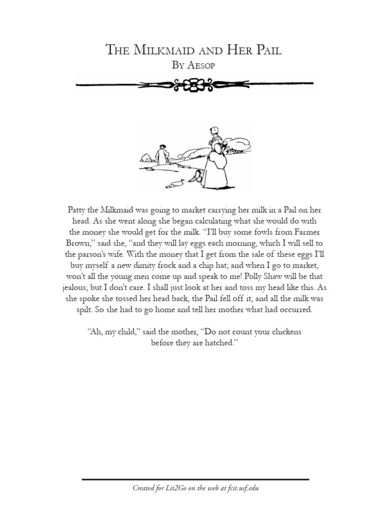 Aesop's Fable: The Milkmaid's Lesson | PDF