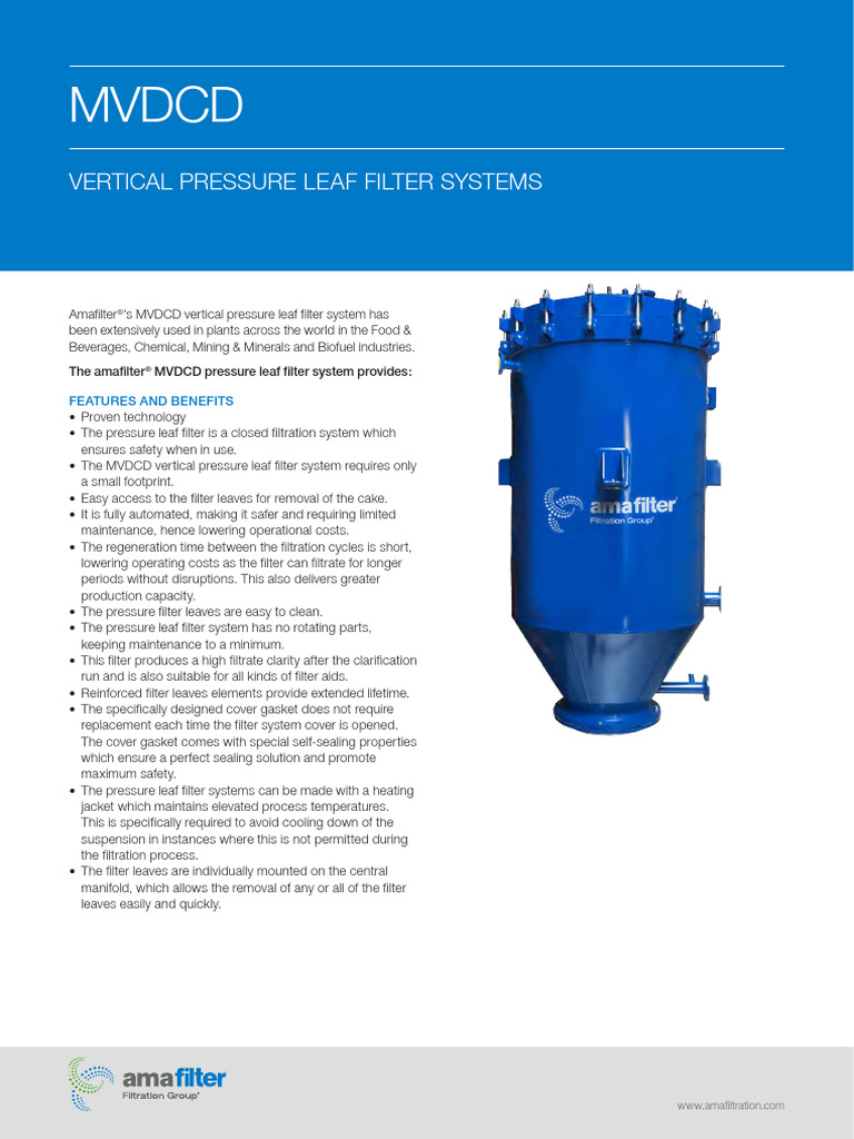 MVDCD: Vertical Pressure Leaf Filter Systems | PDF | Filtration ...