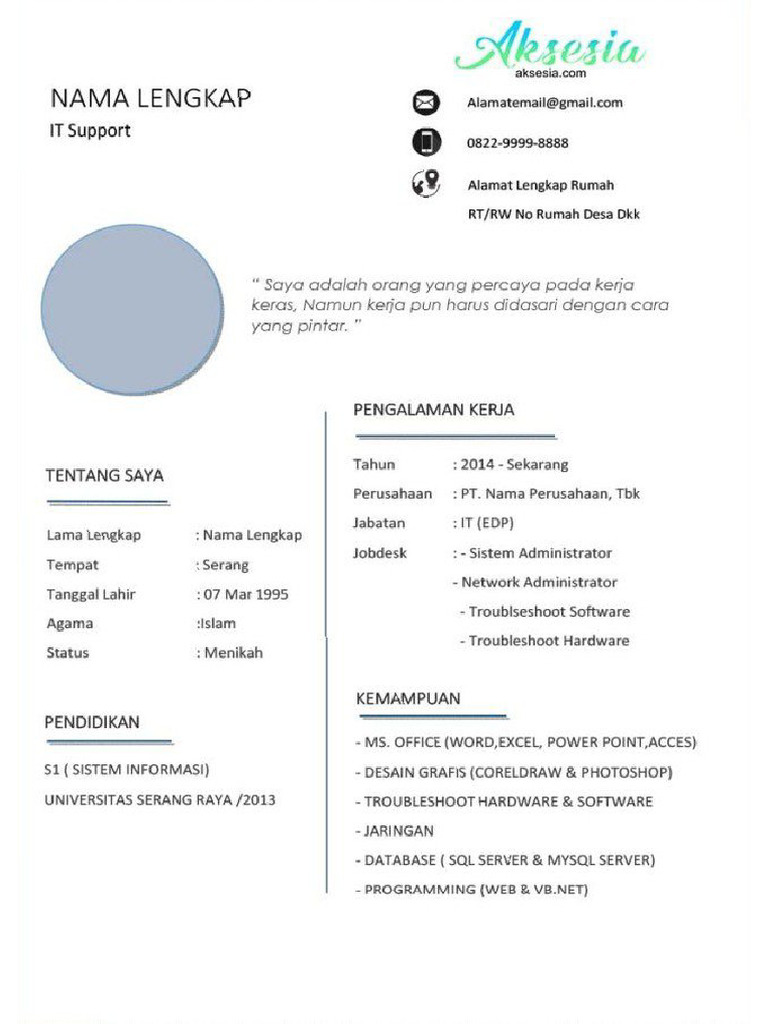 CV Lamaran Kerja | PDF