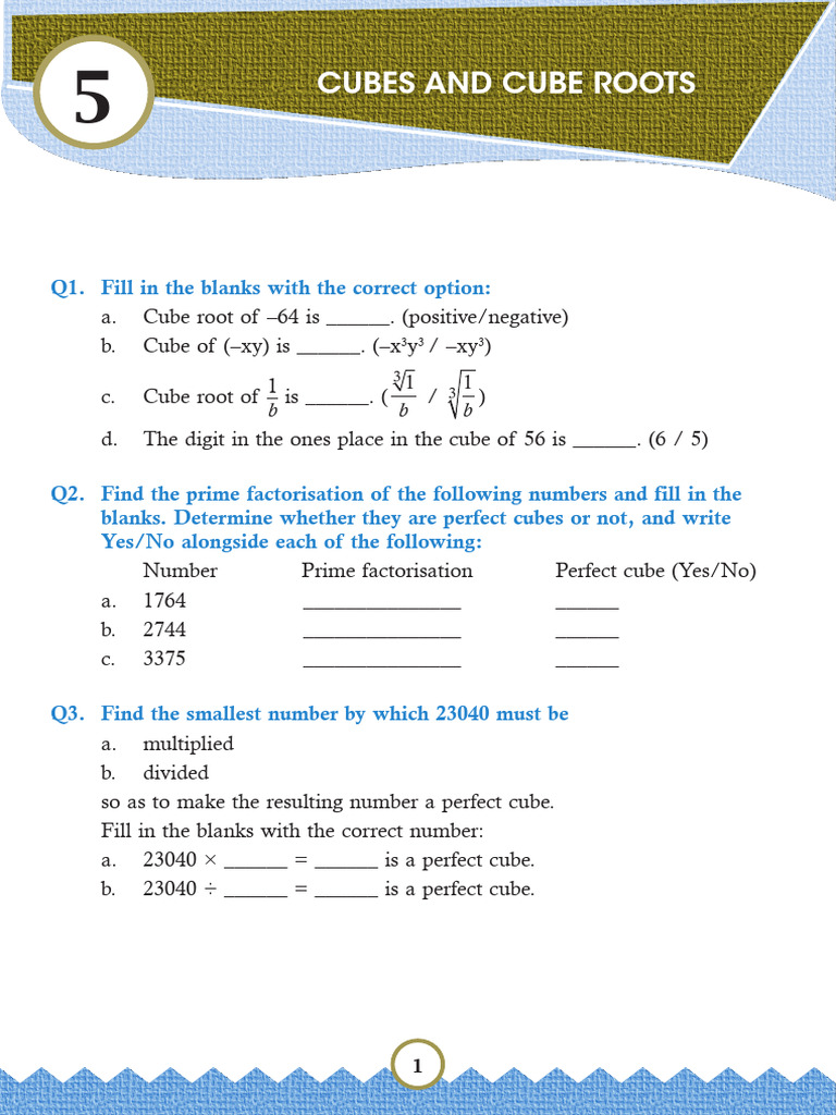 Cubes and Cube Roots | PDF | Numbers | Arithmetic