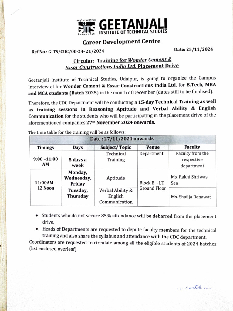 Cir - Training For Wonder Cement & Essar | PDF