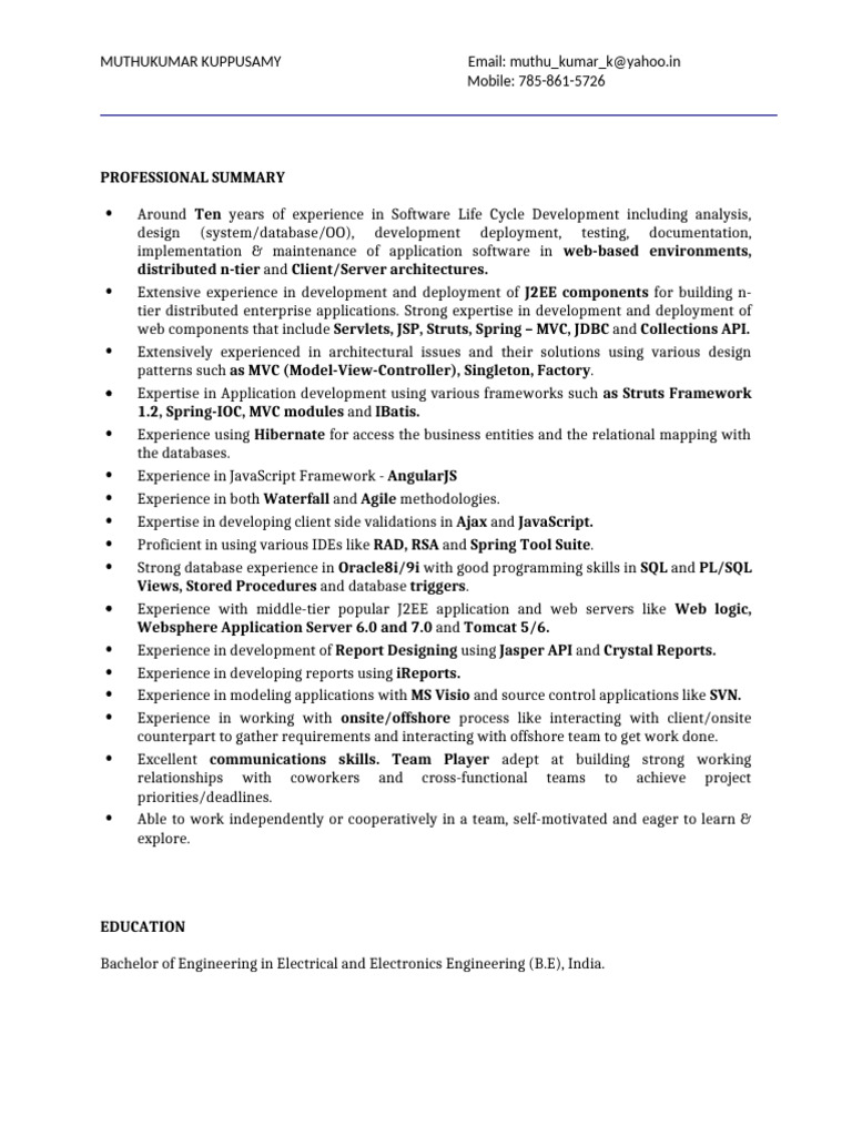 Muthukumar Kuppusamy Profile | PDF | Model–View–Controller | Databases