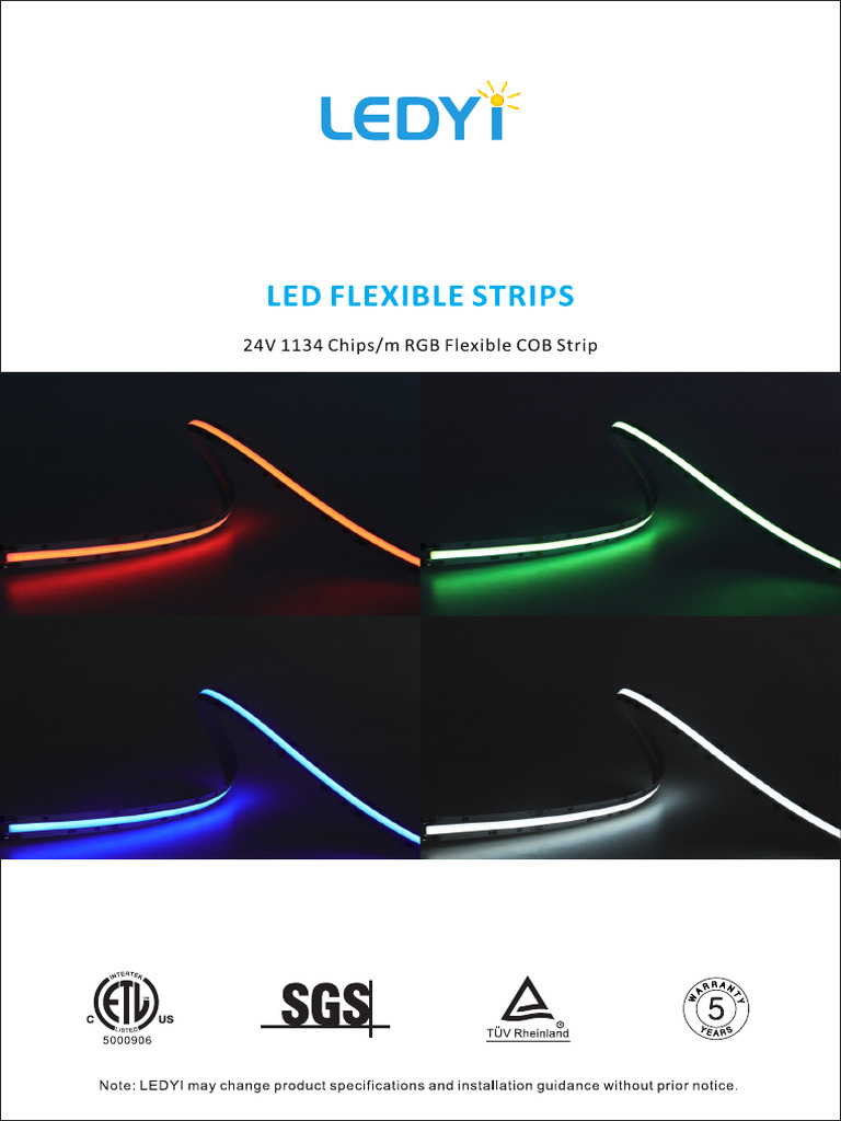 24V COB 1134chips LED Strip RGB Specification | PDF