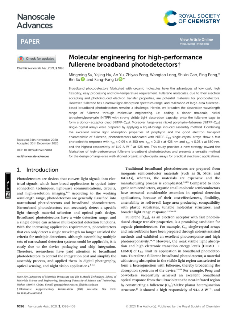Nanoscale Advances: Paper | PDF | Optics | Applied And ...