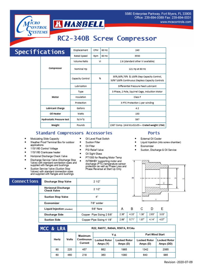 Hanbell Spec Sheet RC2-340B-1 | PDF | Valve | Mechanical Engineering
