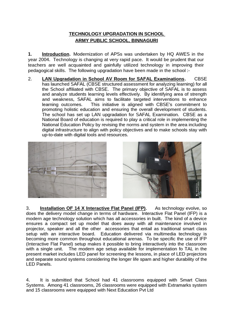 APS Binnaguri Technology Upgradation in School Binnaguri | PDF ...