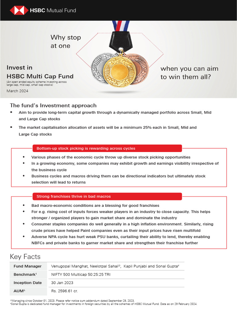 One Pager HSBC Multi Cap Fund March 2024 | PDF | Investing | Investment ...