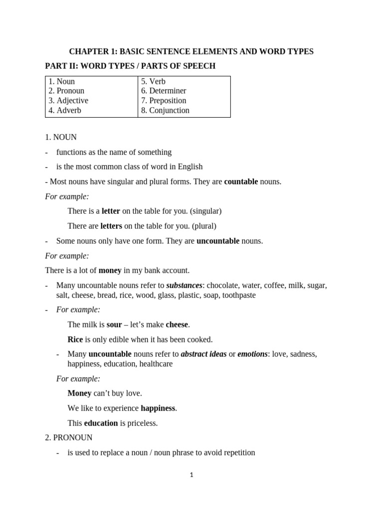 CHAPTER 1 Part 2 | PDF | Verb | Noun