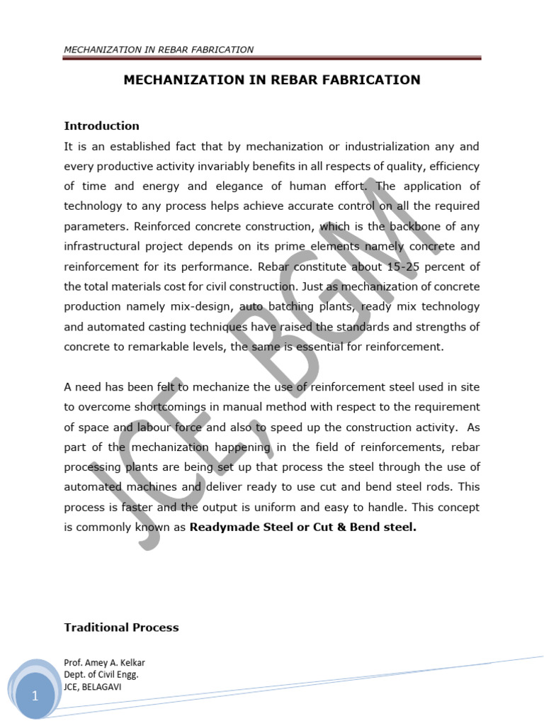 Mechanization in Rebar Fab | PDF | Corrosion | Concrete