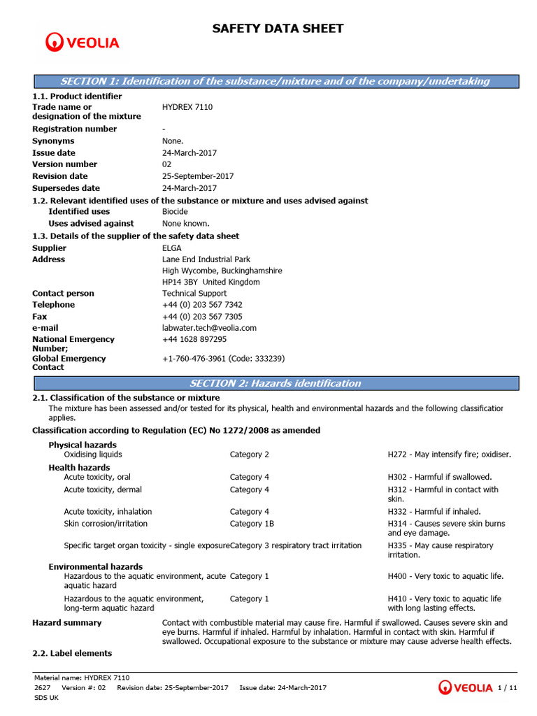 Hydrex 7110 Elga | PDF | Toxicity | Combustion