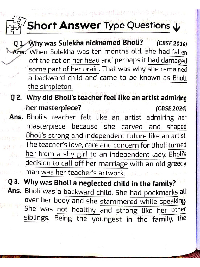 Bholi Notes Class 10th | PDF