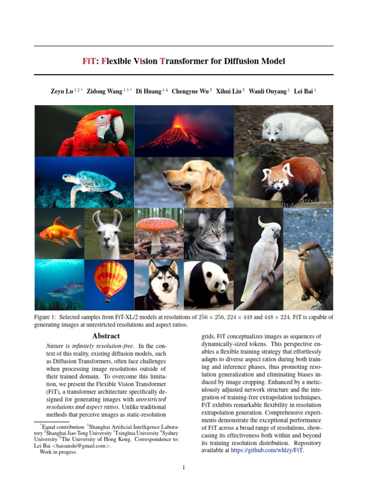 2024 Arxiv FiT - Flexible Vision Transformer For Diffusion Model | PDF | Computational ...