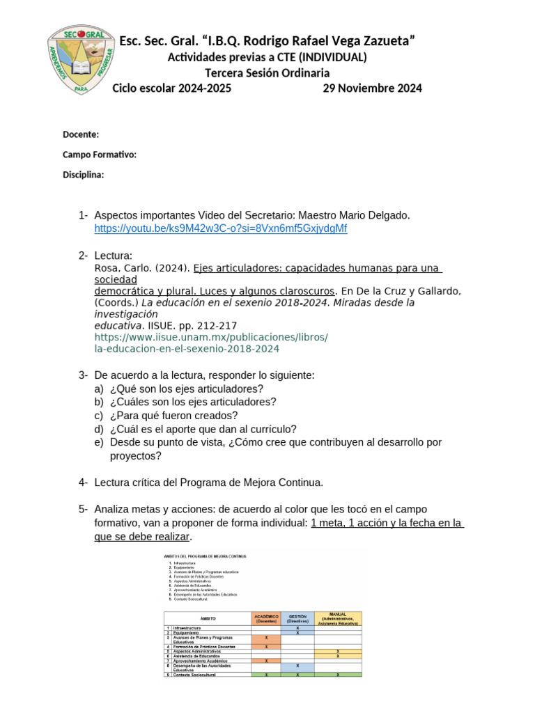 ACTIVIDAD PREVIA 3ra. SESIÓN CTE (29 Noviembre 2024) | PDF