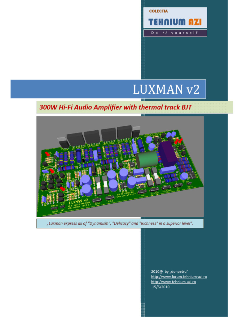 Luxman v2 300W Hi Fi Audio Amplifier With Thermal Track BJT | PDF