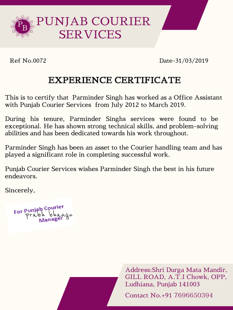 Parminder Singh Unsigned Experience | PDF