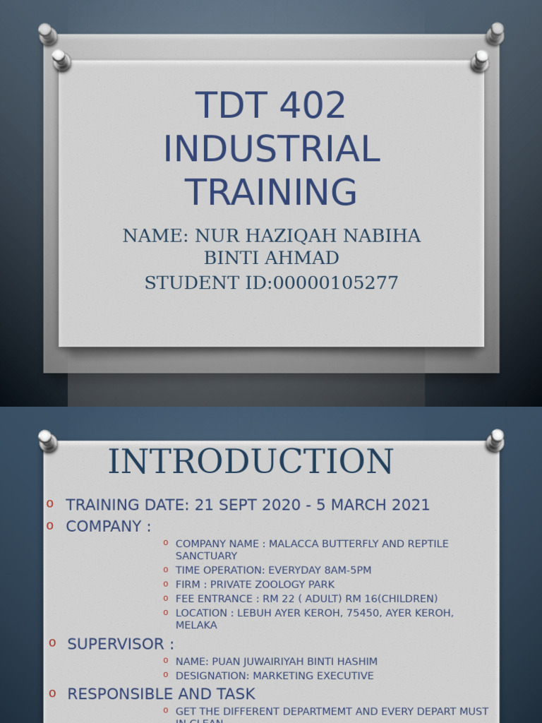 TDT 402 Industrial Training | PDF