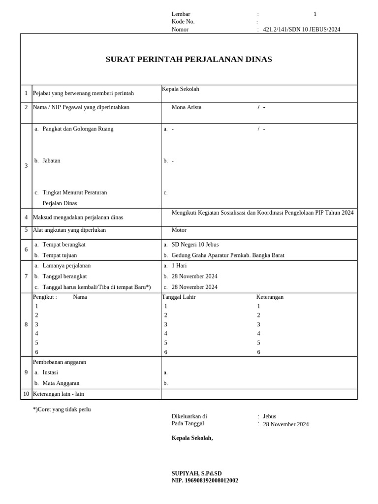 Lembar Visum SPPD Sdn8jebus | PDF