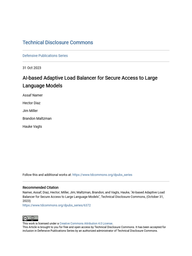 AI-based Adaptive Load Balancer For Secure Access To Large Langua | PDF ...
