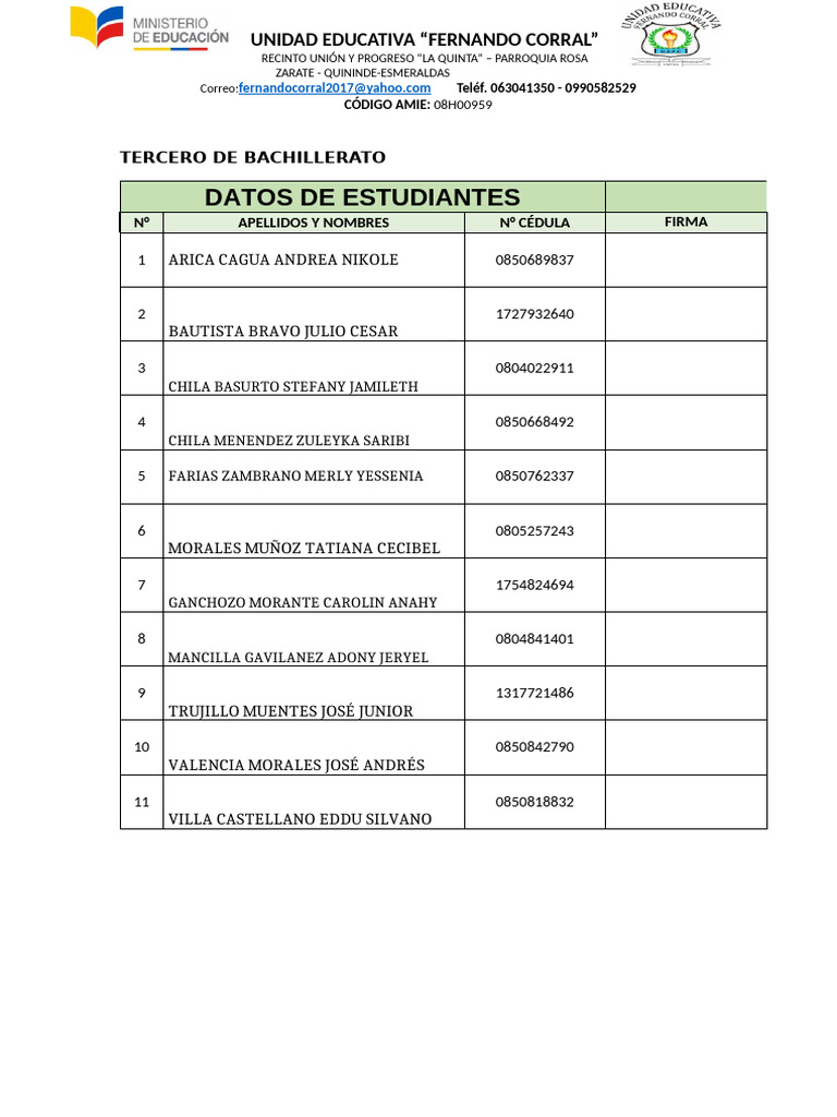 Lista 3ro B 24-25 | PDF