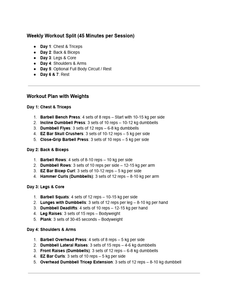 Weekly Workout Pdf