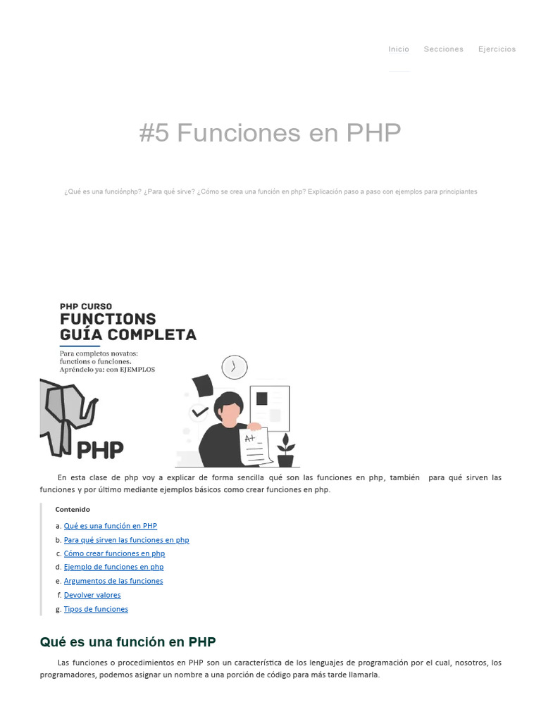 PHP - Funciones Ejemplos Sencillos | PDF | Php | Lenguaje de programación
