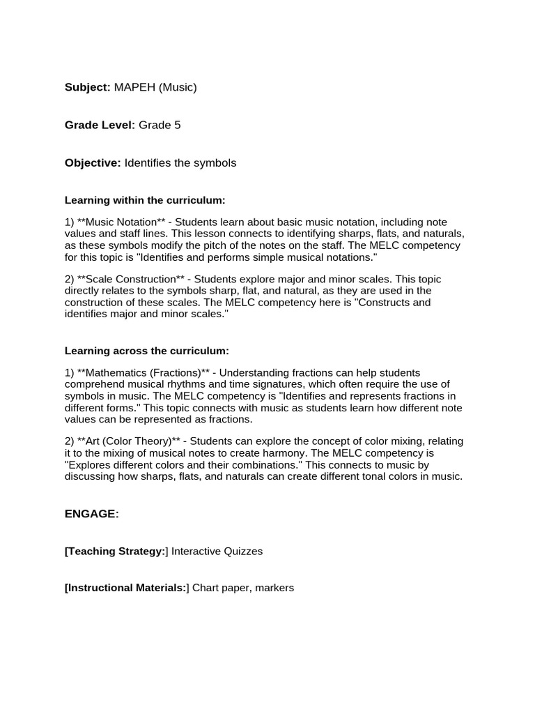 Lesson Plan | PDF | Musical Notation | Symbols