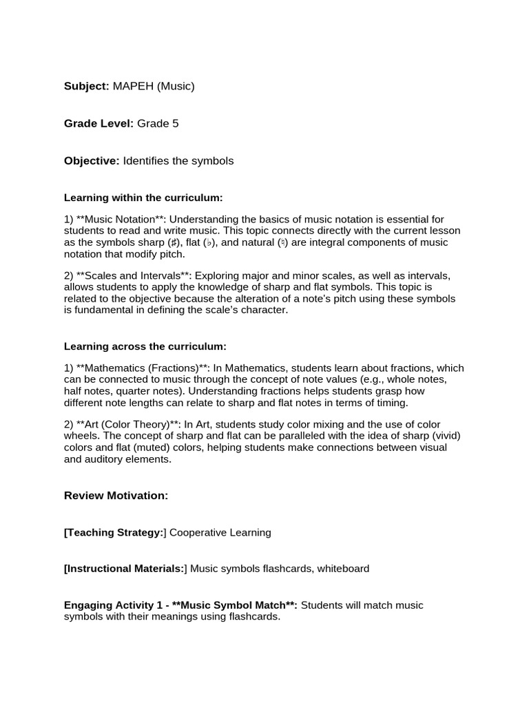 Lesson Plan | PDF | Symbols | Learning