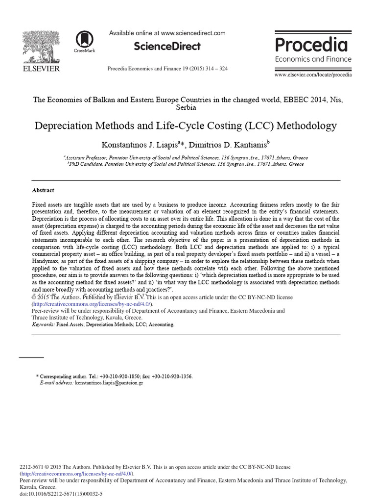 Depreciation Methods and Life-Cycle Costing (LCC) Methodology | PDF | Elsevier | Publishing