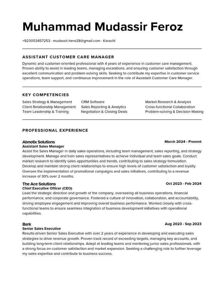 Muhammad Mudassir Feroz | PDF | Sales | Business Development