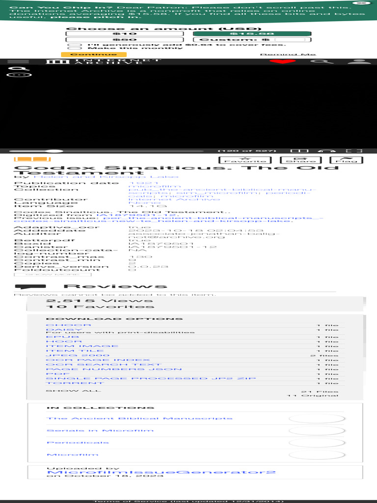 Codex Sinaiticus. The Old Testament Helen and Kirsopp Lake Free ...