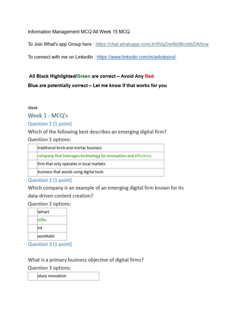 Information Management MCQ All Week 15 MCQ | PDF | Computer Virus | Computer Network